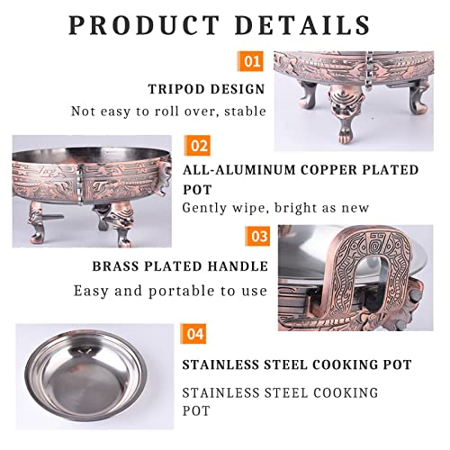 26cm Chafing Dishes & Food Warmers, Round Chafer Catering Buffet Tray Server Set with Food Pan and Fuel Holders, for Caterings Parties Daily Use,Red Bronze