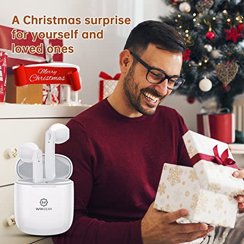 WixGear Bluetooth 5.0 Wireless Earbuds with Charging Case, HD Stereo Sound Earphones, 30H Playtime with Charging Case, IPX5 Waterproof with Built-in Microphone for Work/Travel/Gym