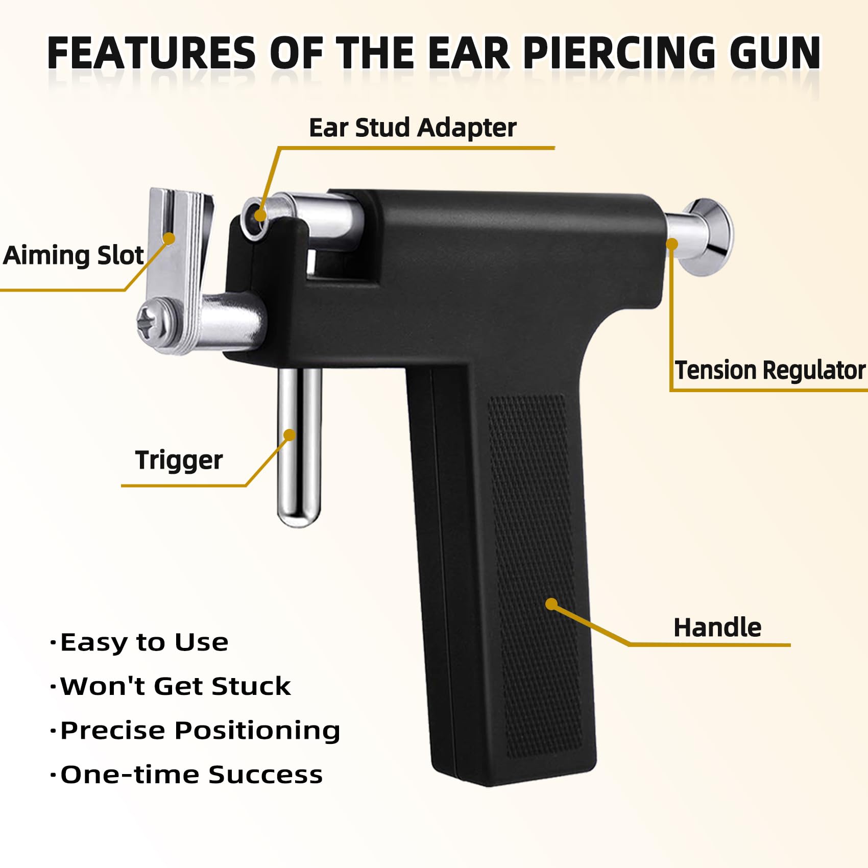 Self Ear Piercing Gun Kit with 12 Pairs of CZ Ear Stud Piercing Tools with Multi-Purpose Ear Gun for Salon and Home Use