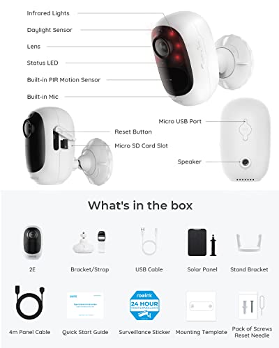 REOLINK Outdoor, Indoor Wireless Security Camera, Battery Solar Powered with 1080P HD, Night Vision, Two-Way Talk, 2.4GHz WiFi for Home Surveillance, Motion Only Alert, No Hub Needed