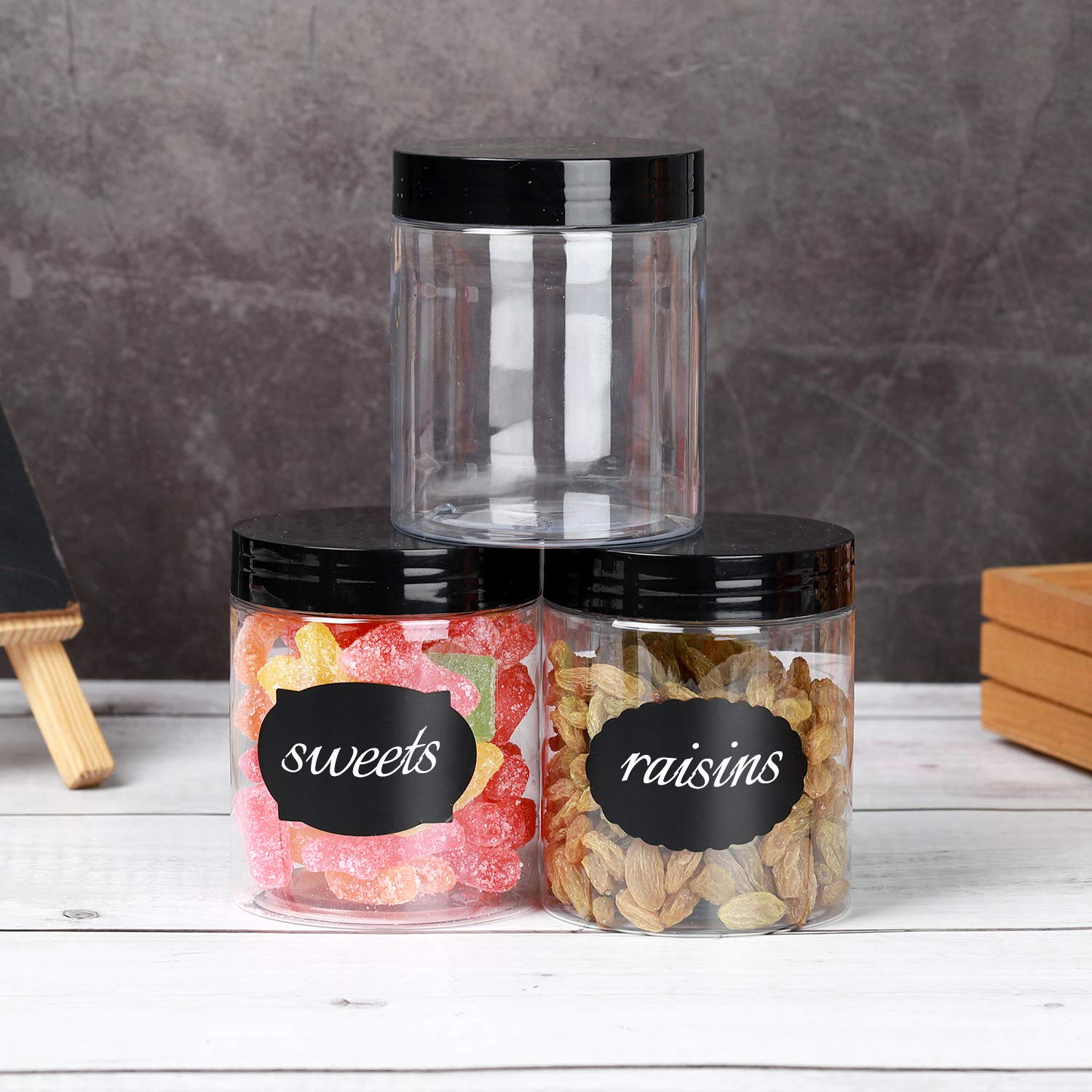 8 OZ Plastic Jars with Lids, (Dabacc) 24 Pack Clear Plastic Slime Containers for Kitchen and Household Food Storage of Dry Goods, Creams and More, BPA Free