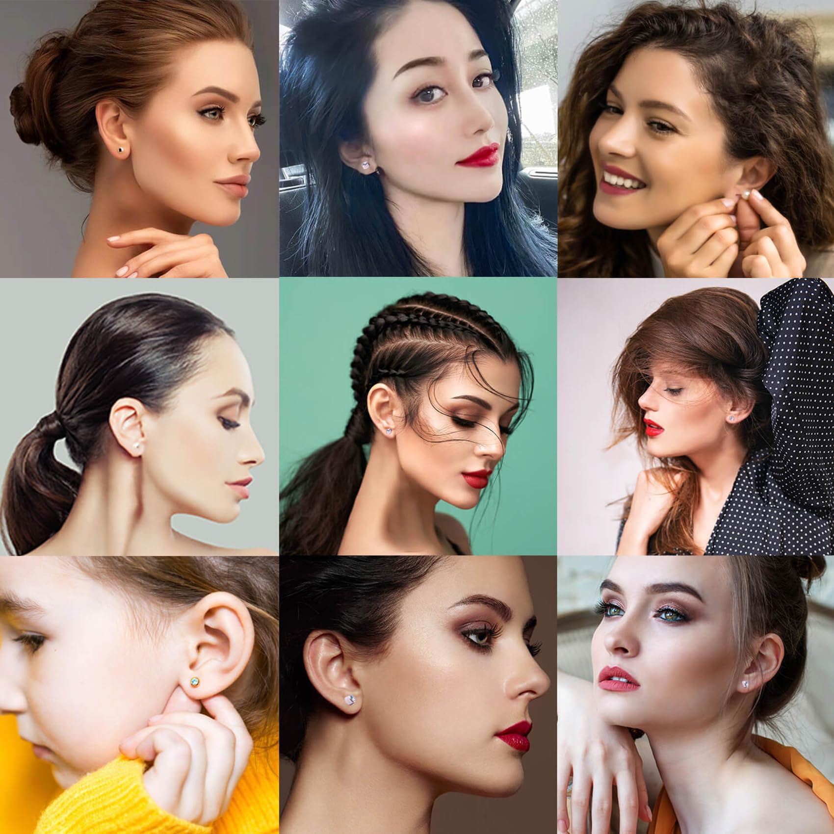 Self Ear Piercing Gun Kit with 12 Pairs of CZ Ear Stud Piercing Tools with Multi-Purpose Ear Gun for Salon and Home Use