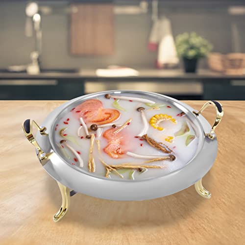 Vintoro Stainless Steel Round Chafing Dish, Buffet Warmer Tray, Upgraded Dish, Buffet Warmer Sets, Frame with Lid and Chafing Fuel Holder, Large Capacity Dish, for Kitchen Party Dining Buffet,Gold