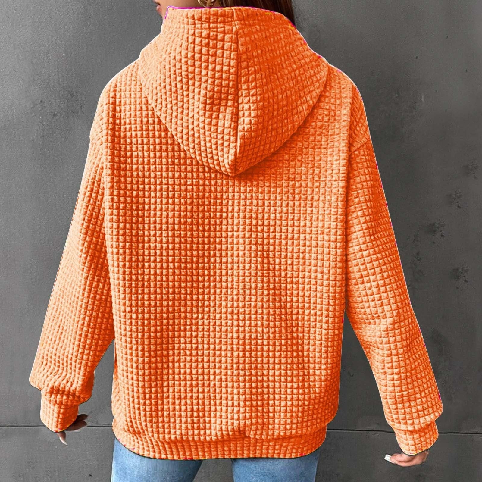Oversized Sweatshirt for Women Waffle Knit Tops Trendy Casual Long Sleeve Crewneck Shrits Dressy Womens Fashion Plus Size Essentials Hoodie Pullover Fall Clothes 2023 Sweaters(A Orange,3X-Large)