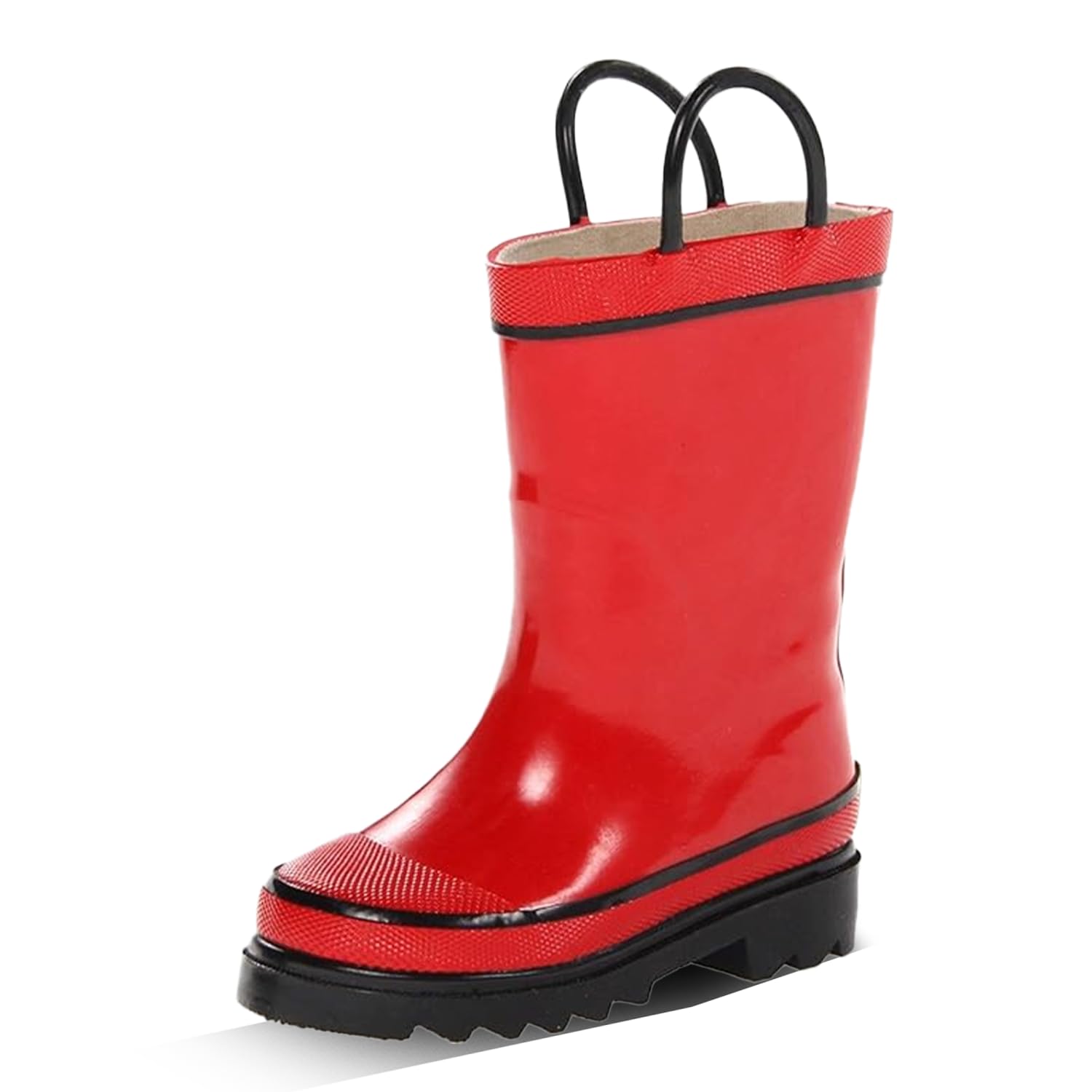 Western Chief Kids Waterproof Rubber Classic Rain Boot with Pull Handles, Red, 2 M US Little Kid
