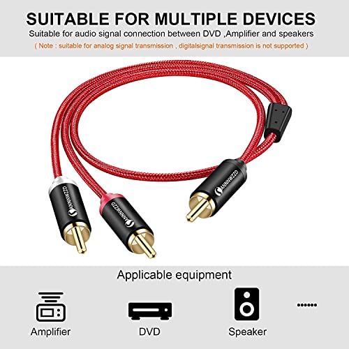 ANNNWZZD 10FT RCA Y-Adapter Splitter Cable, 1 Male RCA to 2 Male RCA Subwoofer Audio Cable