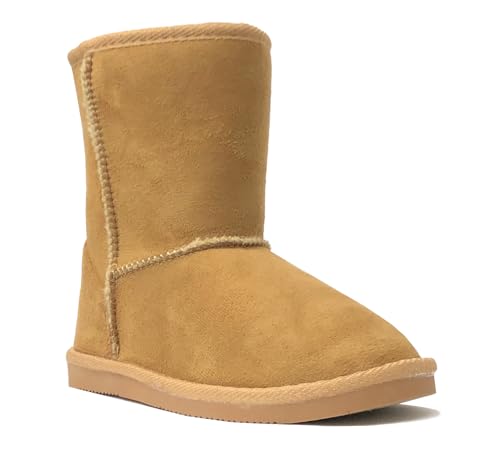 REDVOLUTION New Kids Classic Snow Boots Faux Fur Midcalf Outdoor Boots (Big Kid) (4030 camel, numeric_2)