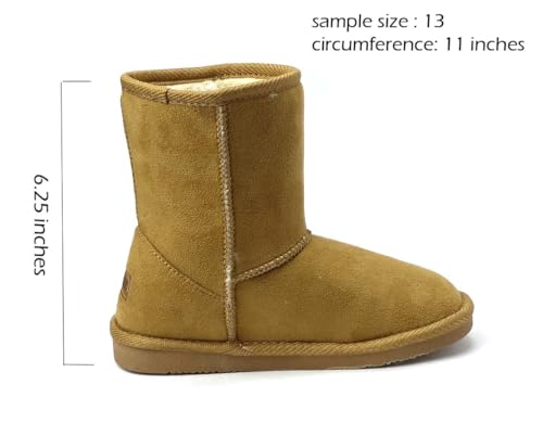 REDVOLUTION New Kids Classic Snow Boots Faux Fur Midcalf Outdoor Boots (Big Kid) (4030 camel, numeric_2)