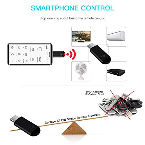 R09 Mini Smartphone IR Remote Controller Adapter for iOS Smart Phone Mini Infrared Universal Control All in One Air Conditioner/TV/DVD/STB (Black-Lightning)