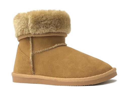 REDVOLUTION New Kids Classic Snow Boots Faux Fur Midcalf Outdoor Boots (Big Kid) (4030 camel, numeric_2)