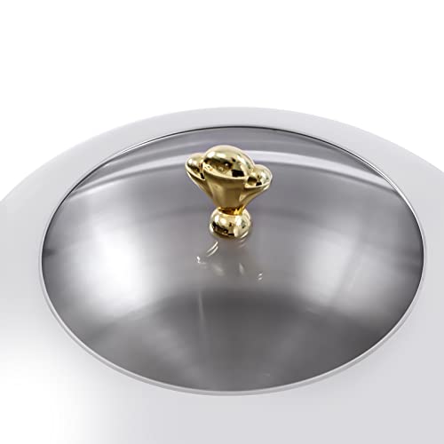 Vintoro Stainless Steel Round Chafing Dish, Buffet Warmer Tray, Upgraded Dish, Buffet Warmer Sets, Frame with Lid and Chafing Fuel Holder, Large Capacity Dish, for Kitchen Party Dining Buffet,Gold