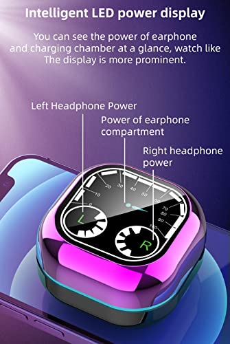 SZYCD Mini LED True Wireless Earbuds for iPhone, Bluetooth 5.1 Headset with Charging Box, TWS Stereo Headphones, Handsfree, Clear Calls, Suitable for Business and Work (Pink)