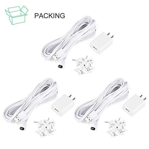 3Pack 25ft/7.5m Power Adapter for Arlo Essential Spotlight, Weatherproof Outdoor Power Cable Continuously Charging Your Arlo Essential Camera - White