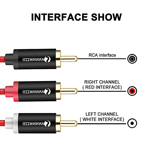 ANNNWZZD 10FT RCA Y-Adapter Splitter Cable, 1 Male RCA to 2 Male RCA Subwoofer Audio Cable