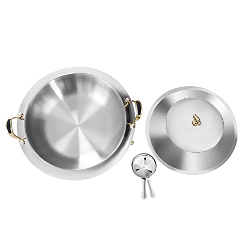 Vintoro Stainless Steel Round Chafing Dish, Buffet Warmer Tray, Upgraded Dish, Buffet Warmer Sets, Frame with Lid and Chafing Fuel Holder, Large Capacity Dish, for Kitchen Party Dining Buffet,Gold