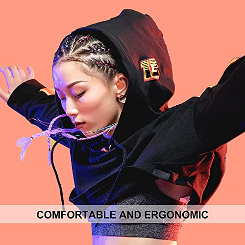 Orange Wireless Earbuds with Earhooks Bluetooth Earbuds with Ear Hook Waterproof Sport Headphones Noise Cancelling Ear Buds with Microphone Long Battery Life Earphones for Running Workout Android iOS