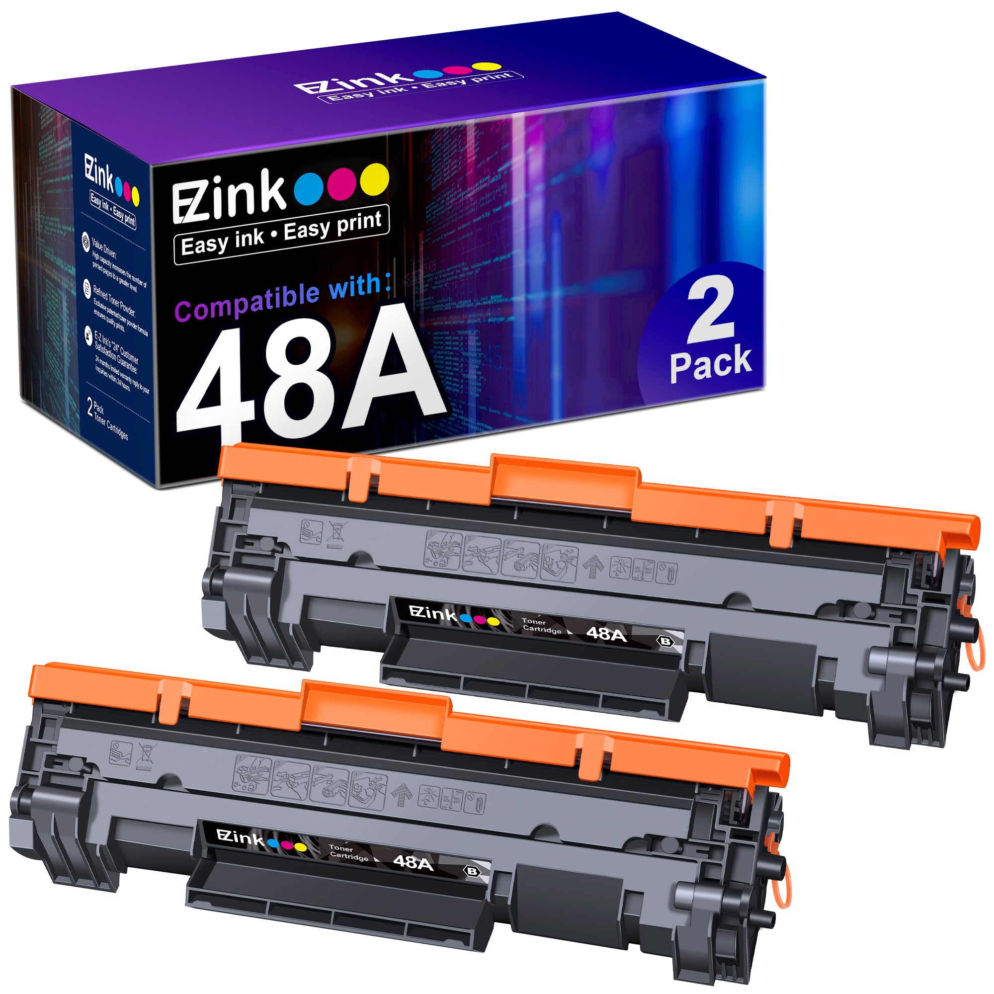 E-Z Ink (TM Compatible Toner Cartridges Replacement for HP 48A CF248A to use with Pro M29w M15w MFP M28w M28a M29a M30w M31w M15a M16a M16w Printer (Black, 2 Pack)
