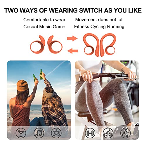 Orange Wireless Earbuds with Earhooks Bluetooth Earbuds with Ear Hook Waterproof Sport Headphones Noise Cancelling Ear Buds with Microphone Long Battery Life Earphones for Running Workout Android iOS