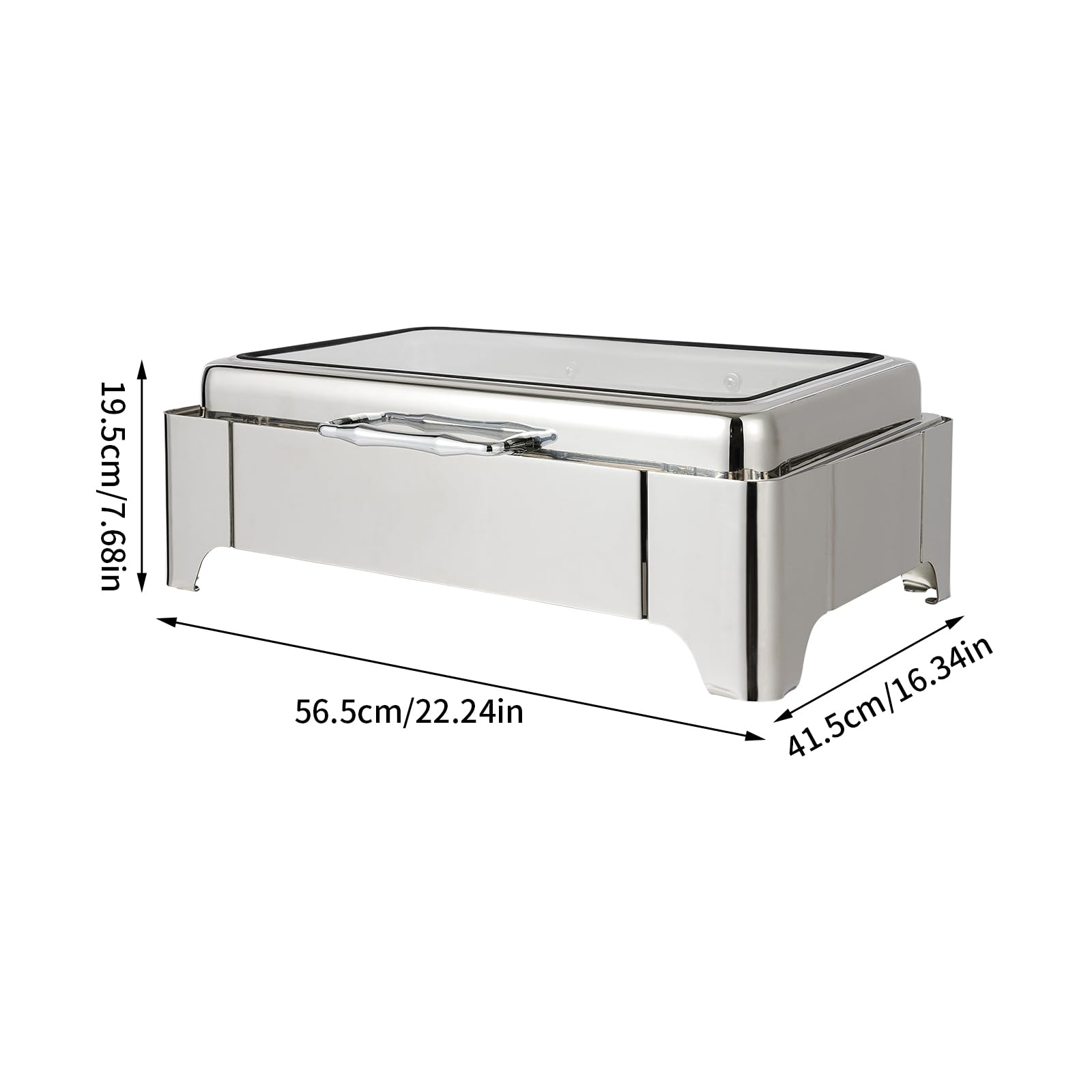Chafing Dish, 9.5Qt Chafer Dish Buffet Set with 1 Water Pan and 2 Trays, Stainless Steel Buffet Warmers for Party Restaurant Hotel - Adjustable Temper