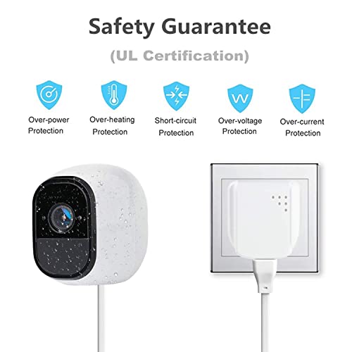 Charging Cable for Arlo Pro and Arlo Pro 2, JESSY Charger and Power Cord Compatible with Arlo Pro/Pro 2/Go/Security Light, 10ft/3m Weatherproof Outdoor Cable with Quick Charge 3.0 Power Adapter