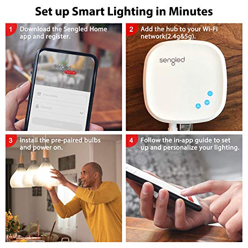 Sengled Smart Light Bulb Starter Kit, Smart Bulbs that Work with Alexa, Google Home, Color Changing Light Bulb, Alexa Light Bulbs, A19 E26 Dimmable Bulbs 800LM, 8.6W (60W Equivalent), 2 Pack with Hub