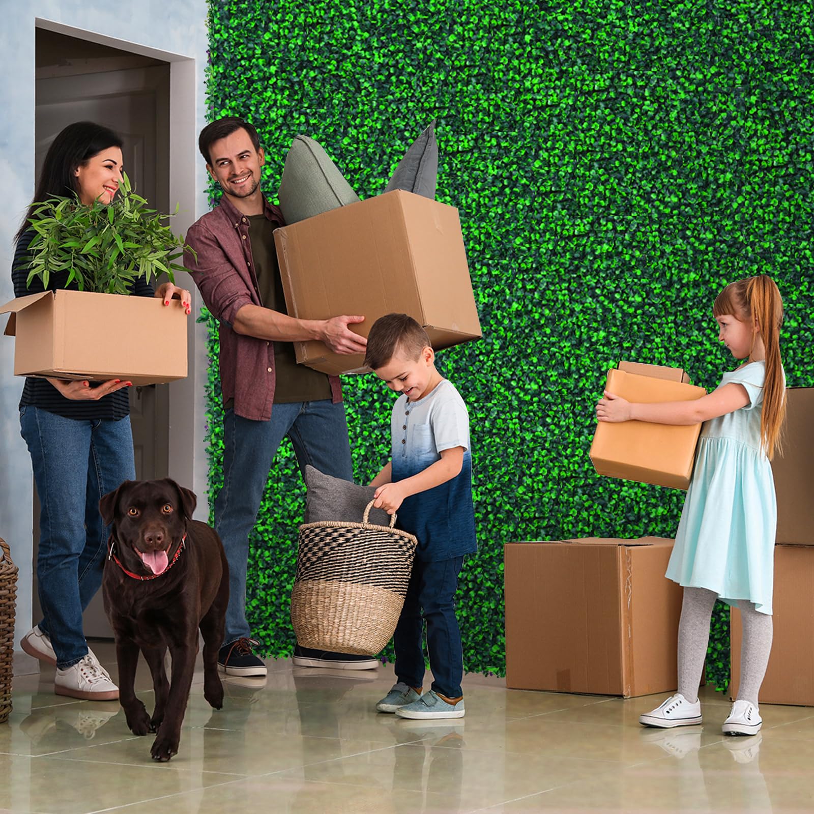 Grooy 10PCS Boxwood Panels, 10"x10" Grass Wall, Plant Wall, Grass Backdrop Wall, Privacy Screen, Sun Protected Green Wall Decor Outdoor, Indoor, Garden, Backyard and Décor