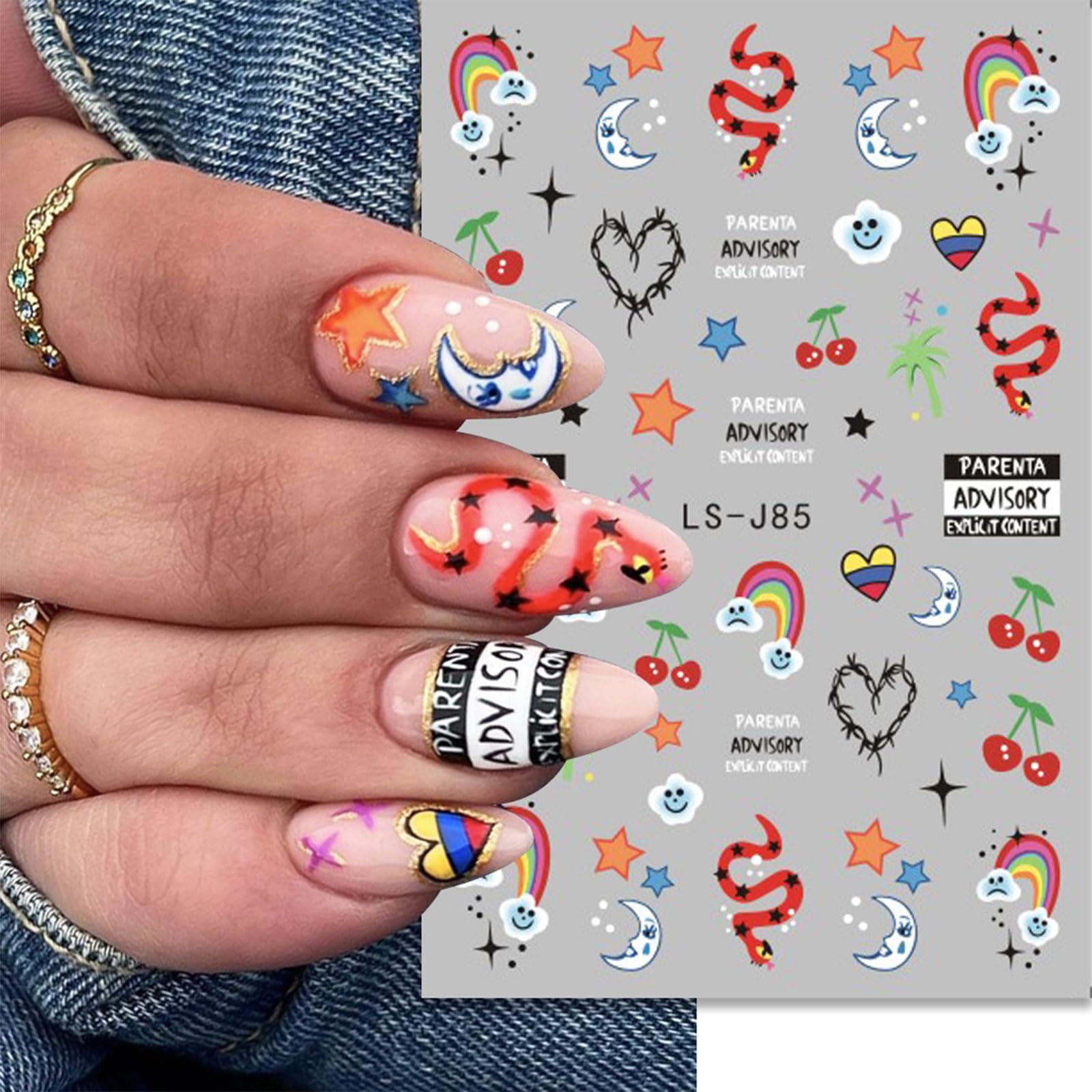 JMEOWIO 9 Sheets Halloween Nail Art Stickers Decals Self-Adhesive Pegatinas Uñas Horror Ghost Witchy Spider Web Bat Cat Pumpkin Spook Nail Supplies Nail Art Design Decoration Accessories
