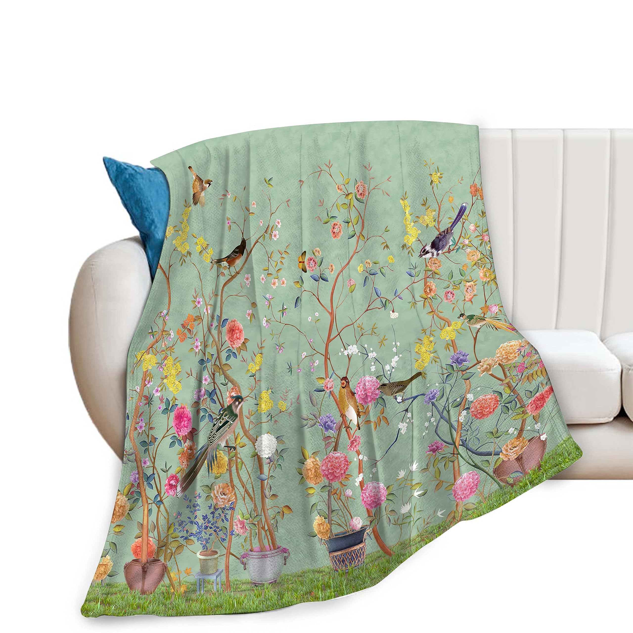 Exroozy Bird Floral Throw Blanket Flower Bird Blanket Gifts for Women Men Adults Kids Ultra Soft Cozy Warm Plush Fleece All Season Blanket Decoration for Couch Bed Sofa Chair Dorm 40''X50''