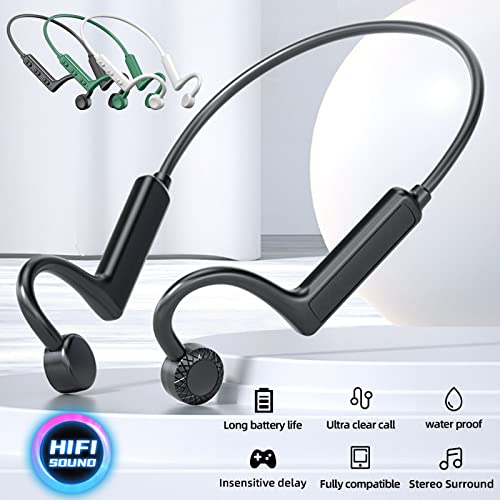 atinetok Wireless Bluetooth 5.0 Open-Ear Conduction Headphones - Built-in Mic Stereo Outdoor Sport Waterproof Business Ear Hook Headset for Workouts & Running