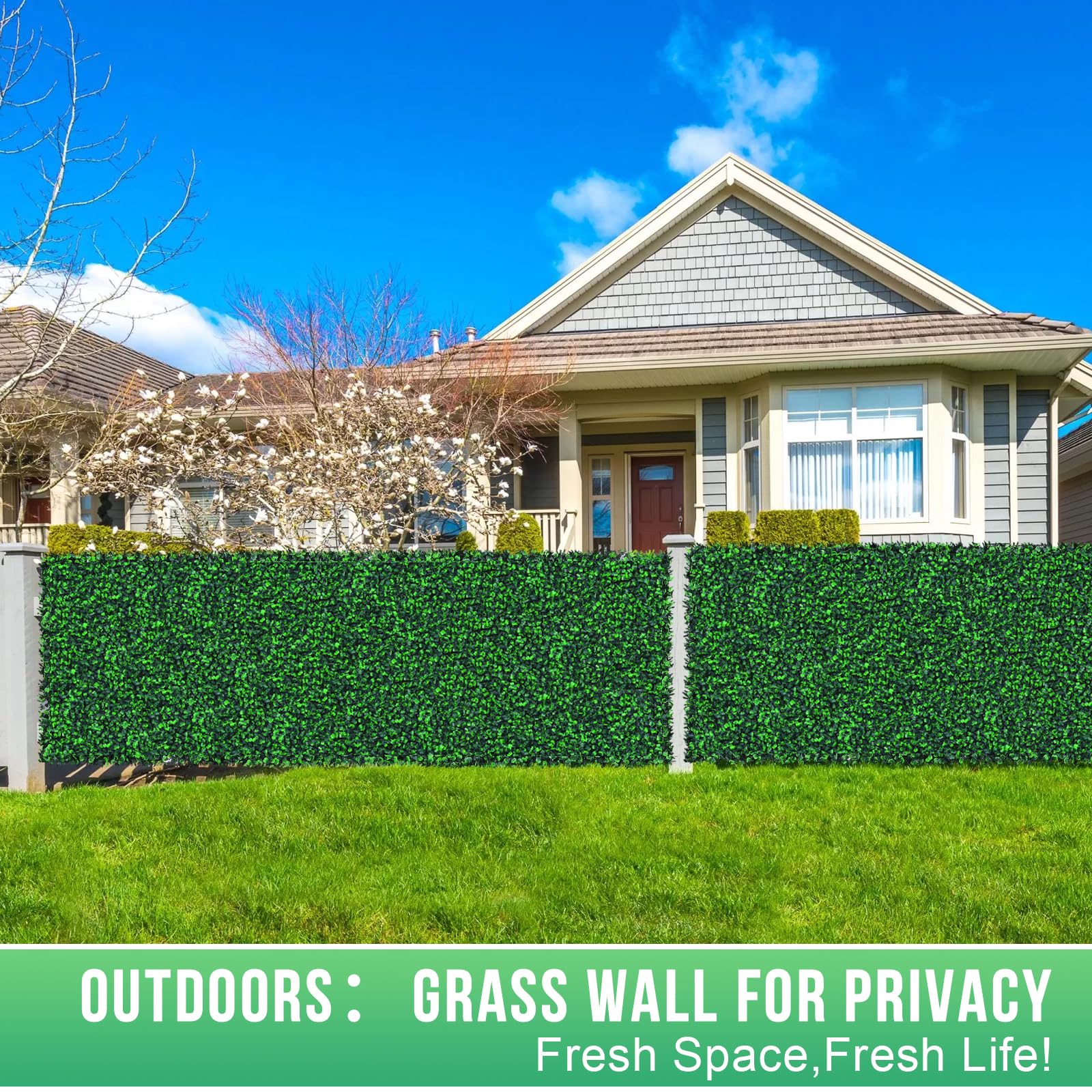 Grooy 10PCS Boxwood Panels, 10"x10" Grass Wall, Plant Wall, Grass Backdrop Wall, Privacy Screen, Sun Protected Green Wall Decor Outdoor, Indoor, Garden, Backyard and Décor