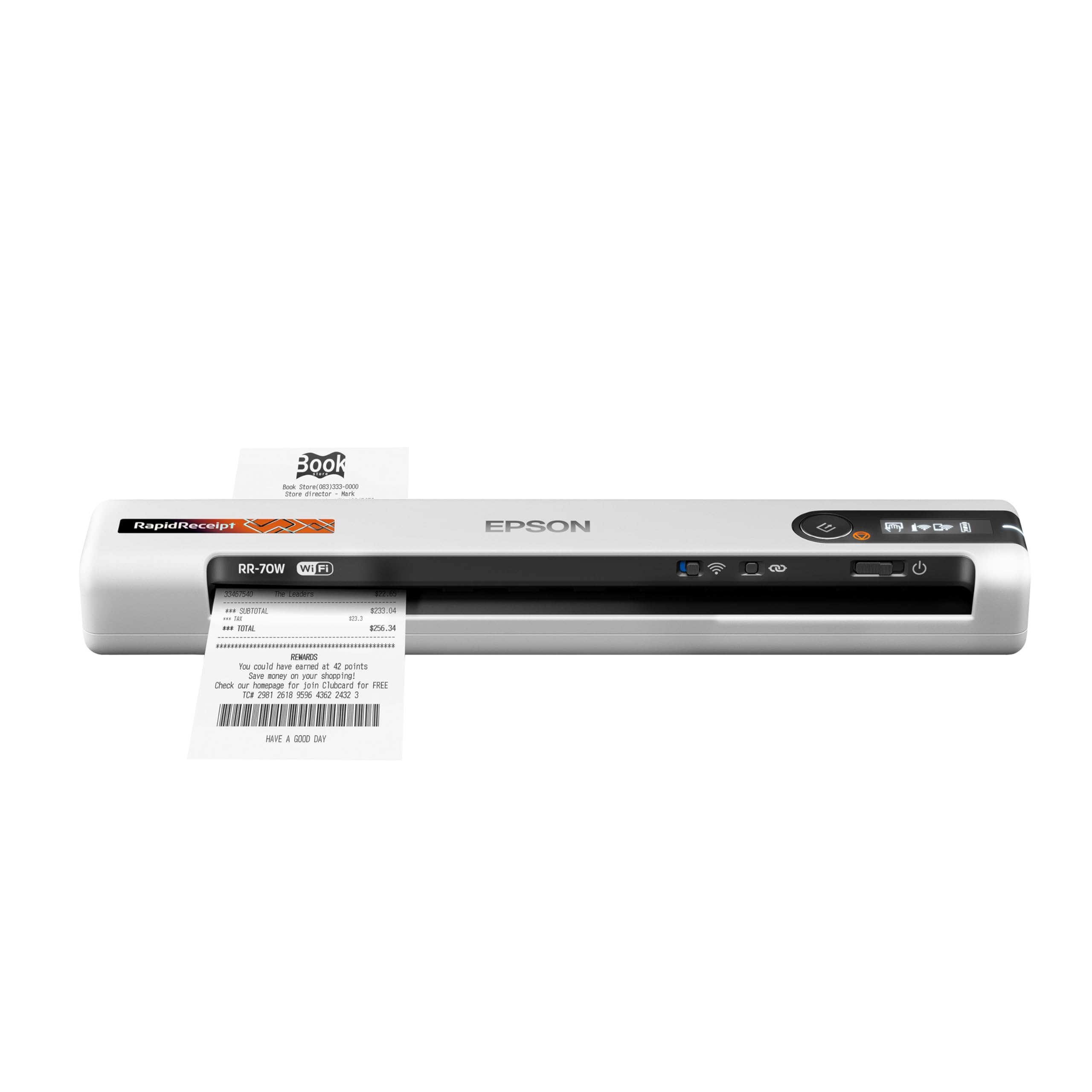 Epson RapidReceipt RR-70W Wireless Mobile Receipt and Color Document Scanner with Complimentary Receipt Management and PDF Software for PC and Mac