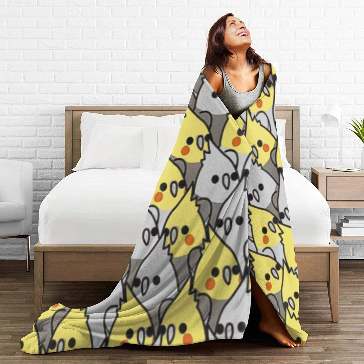 DIYAB Too Many Cockatiel Throw Blanket Micro Plush All Season Fleece TV Blanket for Bed or Couch 50 x 40 Inch/127 x 102 cm
