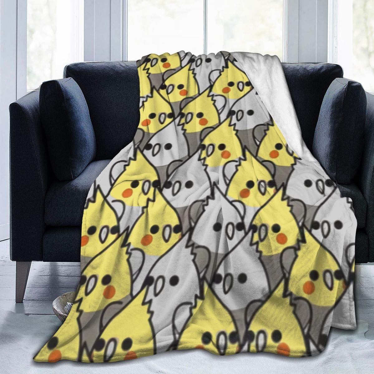 DIYAB Too Many Cockatiel Throw Blanket Micro Plush All Season Fleece TV Blanket for Bed or Couch 50 x 40 Inch/127 x 102 cm
