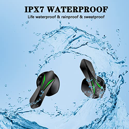 Gaming Wireless Earbuds,3D Touch Bluetooth 5.2 in-Ear Game Earphones with Microphone 40ms Low Latency IPX7 Waterproof,with Breathing Light,360°Stereo Sound & Deep Bass Bluetooth Gaming Earbuds