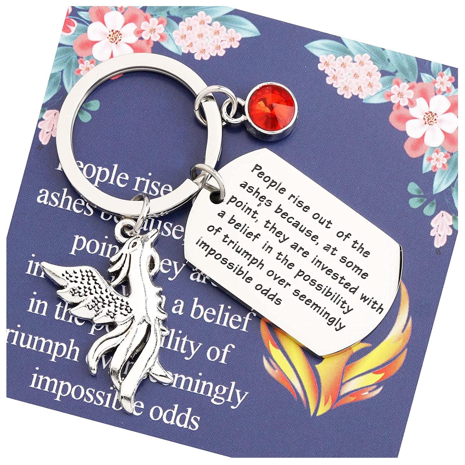 FEELMEM Rising Phoenix Bird Jewelry People Rise Out of The Ashes Fire Bird Keychain New Beginning Gifts Encouragement Recovery Graduate Gifts (Phoenix-ky)
