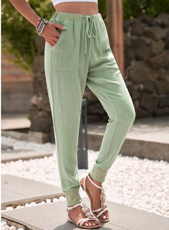 Dokotoo Womens Solid Casual Loose Drawstring Tie Elastic Waist Jogging Jogger Hiking Cargo Pants Sweatpants for Women with Side Back Pockets Grey XL