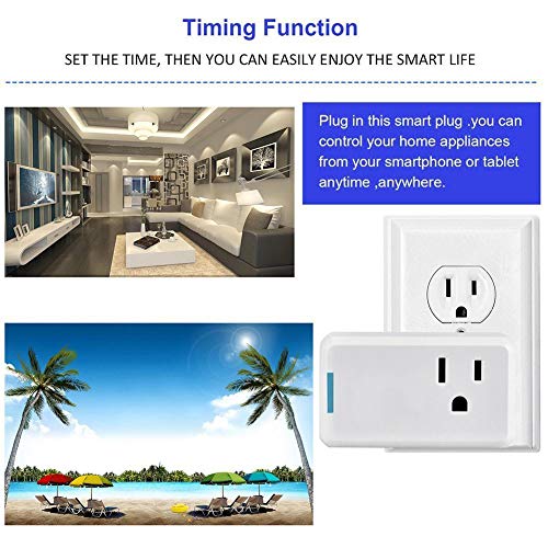 2pack Wi-Fi Smart Plug Wireless Mini Outlet with Schedule,Remote Control Your Devices,Occupies Only One Socket, Compatiable with Alexa Echo & Google Home Assistant, Timing Function
