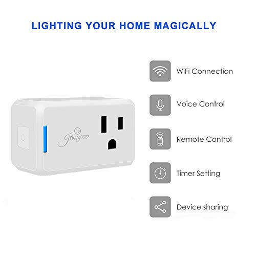 2pack Wi-Fi Smart Plug Wireless Mini Outlet with Schedule,Remote Control Your Devices,Occupies Only One Socket, Compatiable with Alexa Echo & Google Home Assistant, Timing Function