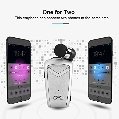 Oumij Fineblue Wireless Bluetooth Headset,4 Hours Play Time,in-Ear Sports Earbuds Headsets with Stereo,Portable in-Ear Retractable Business Lavalier Earphone,for Driving,Business,Office(White)