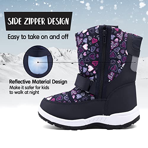 K KomForme Boys Girls Snow Boots Waterproof Winter Outdoor Boots(Toddler/Little Kid/Big Kid)
