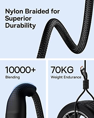 Baseus USB C Cable 100W 4.9FT 5A Type C Charger Cable Fast Charging 2 in 1 Multi Charging Cable, Nylon Braided USB C to USB C Cable for AIR/Mini 6 MacBook Galaxy S22 21 S10 Note