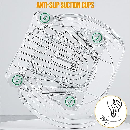 Colel Lazy Susan Turntable Organizer for Refrigerator, 16.53" x 11.02" Rectangular Fridge Lazy Susan Turntable Organizer for Kitchen (Double Layer)