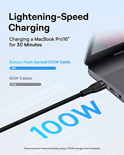 Baseus USB C Cable 100W 4.9FT 5A Type C Charger Cable Fast Charging 2 in 1 Multi Charging Cable, Nylon Braided USB C to USB C Cable for AIR/Mini 6 MacBook Galaxy S22 21 S10 Note