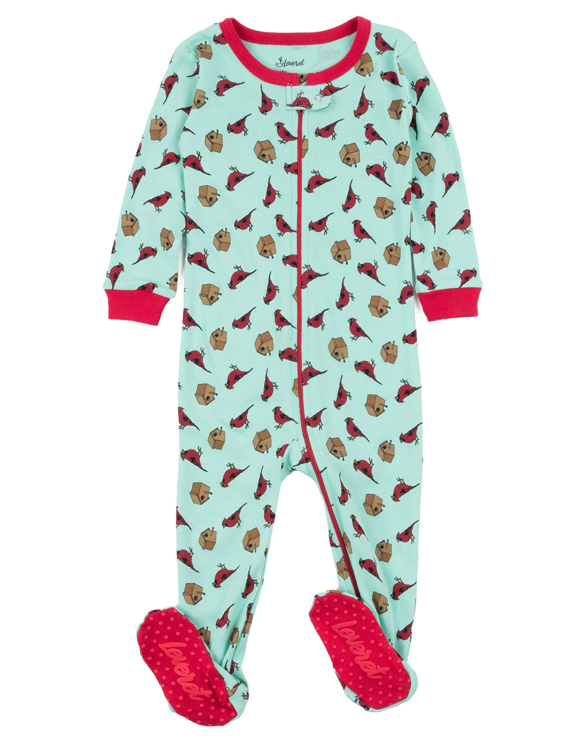 Leveret Kids Pajamas Baby Boys Girls Footed Pajamas Sleeper 100% Cotton (Bird Cage, Size 18-24 Months)