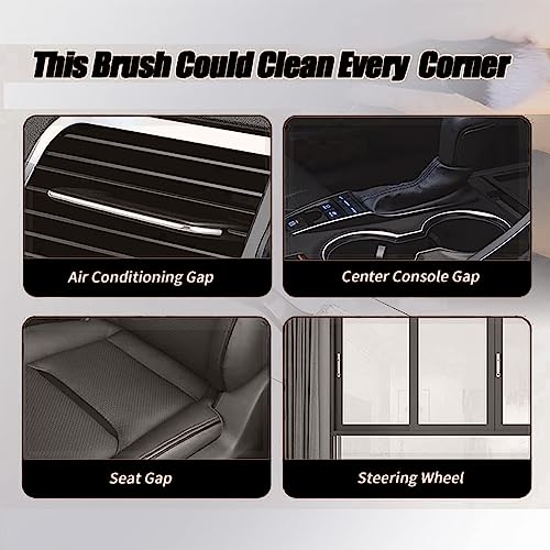 GKmow Pack-1 Car Interior Detailing Brush, Double Head Brush for Car Clean, Soft Multi-Functional Double Ended Portable Dust Brush, Applicable for House, Car Air Vents Crevice, Office (Black)