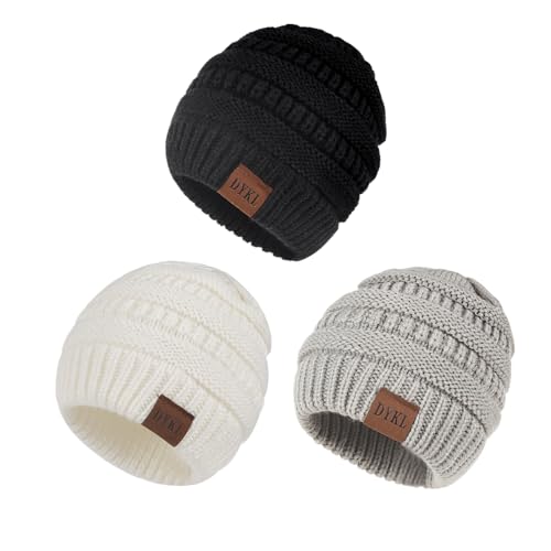 DYKL Packs Kids Baby Winter Warm Knit Hats for Boys Girls Soft Infant Baby Toddler Beanies for Boys Girls