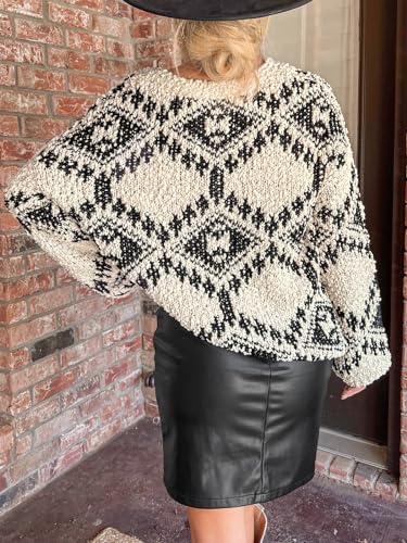 CUPSHE Women's V Neck Chenille Knit Fall Sweaters Pullover with Ribbed Trim Long Sleeves Beige