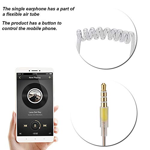 Yoidesu Universal 3.5mm Jack Acoustic Hollow Air Tube Earbuds Headphones with Microphone,Anti-Radiation in-Ear Single Earbud,Wired Cell Phone Earpiece (Clear)