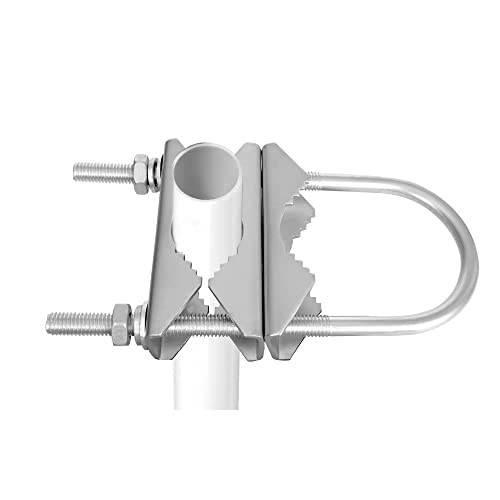 Slinkdsco Double Antenna Mast Clamp Heavy V-Jaw Bracket U Bolts Pipe Mounting Hardware for TV CB Ham Antenna Parasols Flags and Fishing Rods, Yagi WiFi Antenna Helium Miner Lora Antenna(2 Sets)