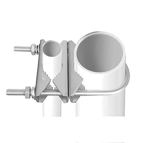 Slinkdsco Double Antenna Mast Clamp Heavy V-Jaw Bracket U Bolts Pipe Mounting Hardware for TV CB Ham Antenna Parasols Flags and Fishing Rods, Yagi WiFi Antenna Helium Miner Lora Antenna(2 Sets)